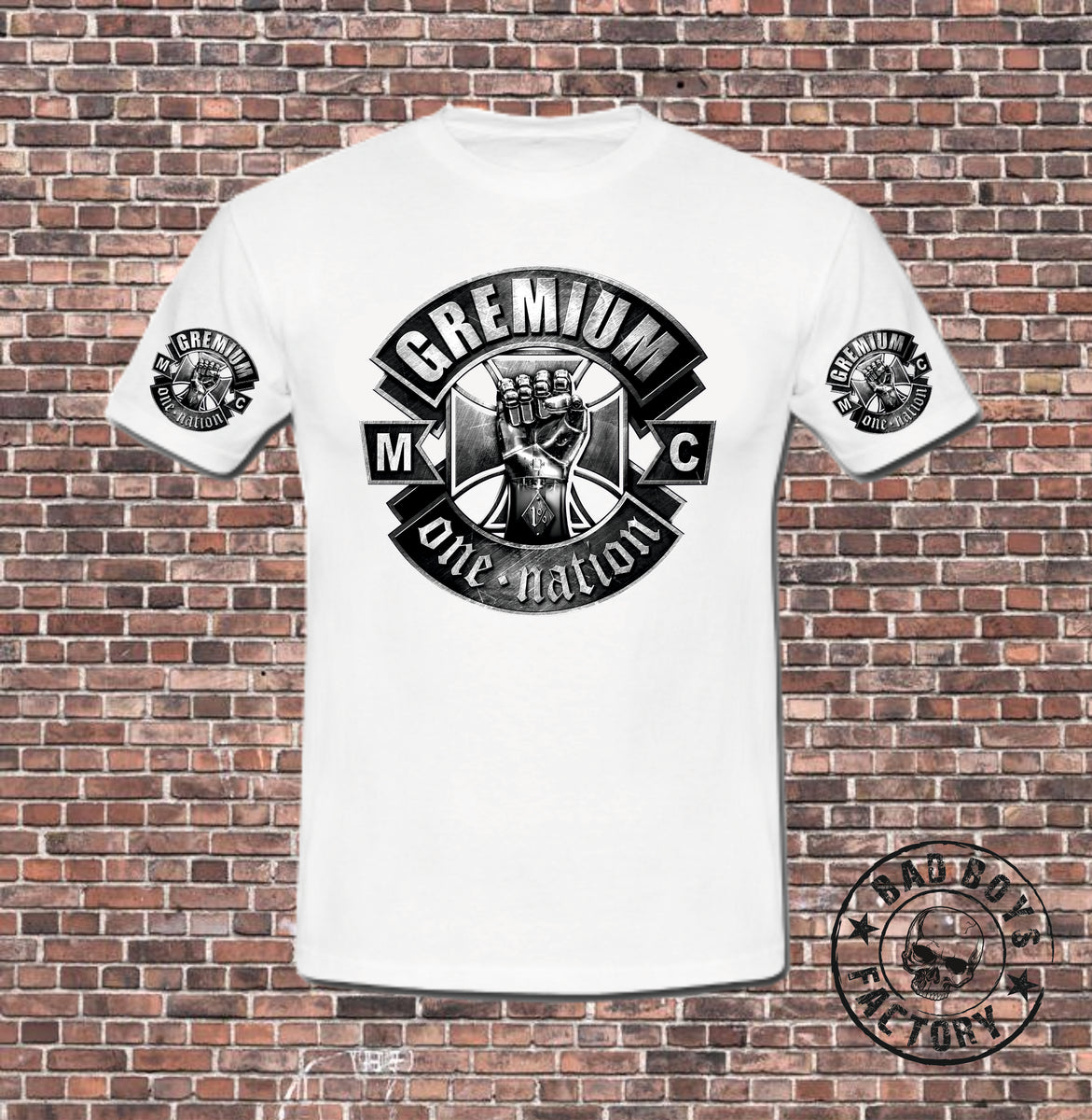 T-SHIRT 'GREMIUM STAHLFAUST' WEIß – Bad Boys Factory